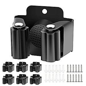 Verdenu 6 Pack Broom Holder Wall Mount, Mop Wall Mount Holder, Stainless Steel Command Broom Holder with Screws, Garden Tool Rack Wall Mount for Kitchen, Home, Bathroom, Garage Storage