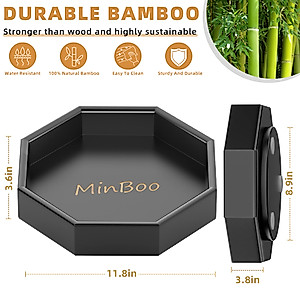 MinBoo Bamboo Lazy Susan Rotating Organizer, Bamboo Rotating Spice Racks with Turntable for Kitchen Pantry Cabinet Cupboard Table, 9 Inch