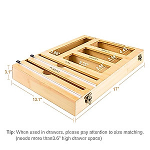 A+Westeros Ziplock Bag Storage Organizer,6-1 Wrap Dispenser with Cutter,Compatible with Gallon, Quart,Sandwich & Snack Bag, Foil and Plastic Wrap Organizer,Baggie Organizer for Drawer