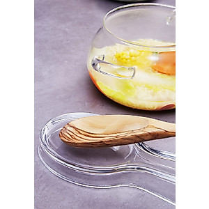 Kityemo Large Clear Spoon Holder, 11.2-inch Glass Spoon Rest, Crystal Glass Spoon Holder Rest, Spoon Rest for Stove Top, Kitchen Utensil Holder(Transparent)