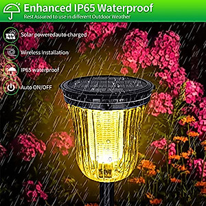 Zisnkdas 200 Lumens Solar Pathway Lights,4 Pack Landscape Path Lights Waterproof, IP65 Warm/White Solar Driveway Lights,Long Lasting LED Solar Walkway Light for Garden,Lawn,Path,Patio