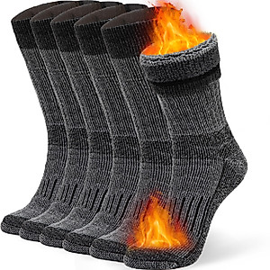 Alvada Warm Thermal Wool Socks for Winter Moisture Wicking and Breathable Cozy Boot Socks Charcoal SM