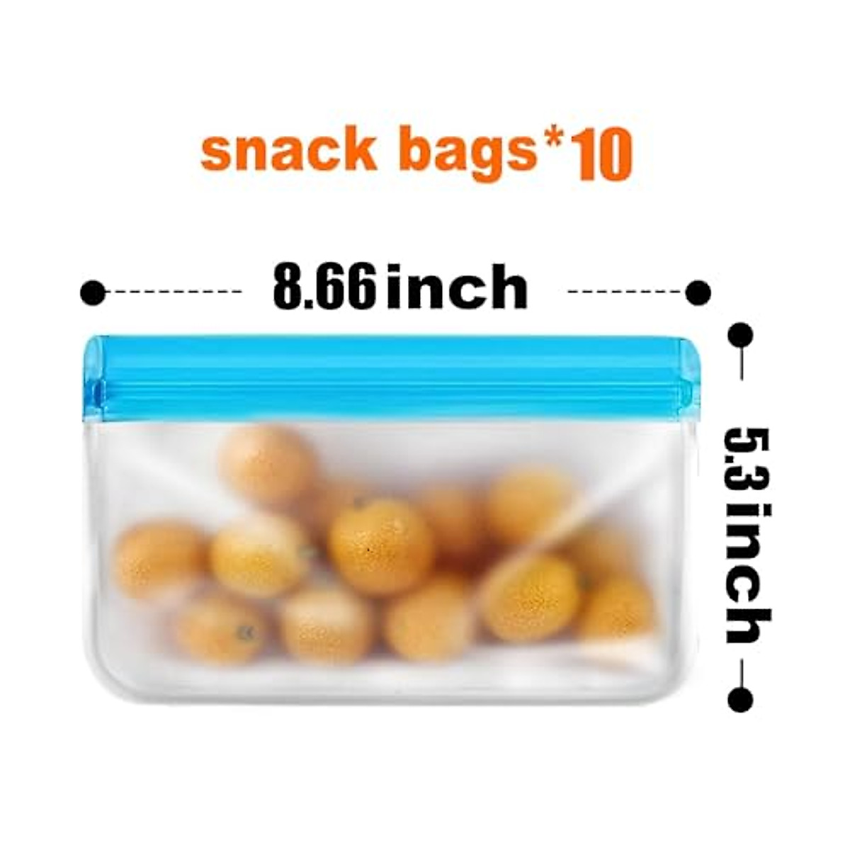 SHUCHUANG Reusable Snack Bags Dishwasher Safe,10Pack Reusable Bags Silicone Extra Thick Leak-proof Reusable Freezer Bags for Candy, Snack, Cereal, Travel Items, Home Organization(BLUE)