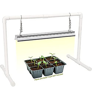 Soligt 2 ft Grow Light for Seed Starting with Stand, Double Tube Warm White Full Spectrum Seedling Grow Light for Indoor Plants, 80 LED Chips, Height Adjustable