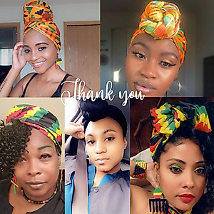 HIHIBEAUTY Stretch Head Wrap Scarf Head Wrap for women Turban Wrap Stretch Jersey Long Turban Head Wrap Tie 1 or 2 (19sd black 2601-2)