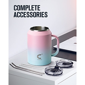 Coolplus Tumbler with Handle 50 oz Mug, Large Stainless Steel Travel Insulated Water Cup with 2-in-1 Lid and Straw, Double Wall Metal Keep Cold 36 hrs, Sweet Proof BPA-Free，Sweet Candy