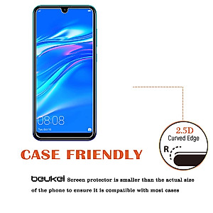 beukei (3 Pack) for Huawei Y7 2019 and Y7 Pro 2019 and Huawei Y7 Prime (2019) Screen Protector Tempered Glass,Full Screen Coverage, Anti Scratch, Bubble Free