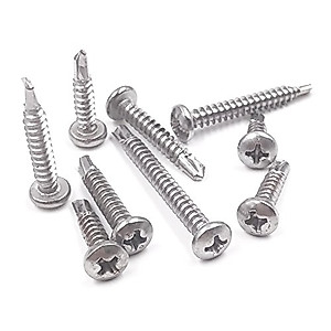 Comdox 410 Stainless Steel Self Drilling Screws Kit Set, Pan Head Phillips Sheet Metal Tek Screws Assortment Kit, Modified Truss Head, 8-18 Thread Size, 5/8" to 1-1/2" Length (Pack of 200)