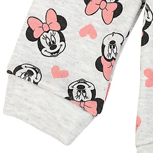 Disney Minnie Mouse Infant Baby Girls Pullover Fleece Sweatshirt and Leggings Outfit Set Light Grey/Pink 18 Months