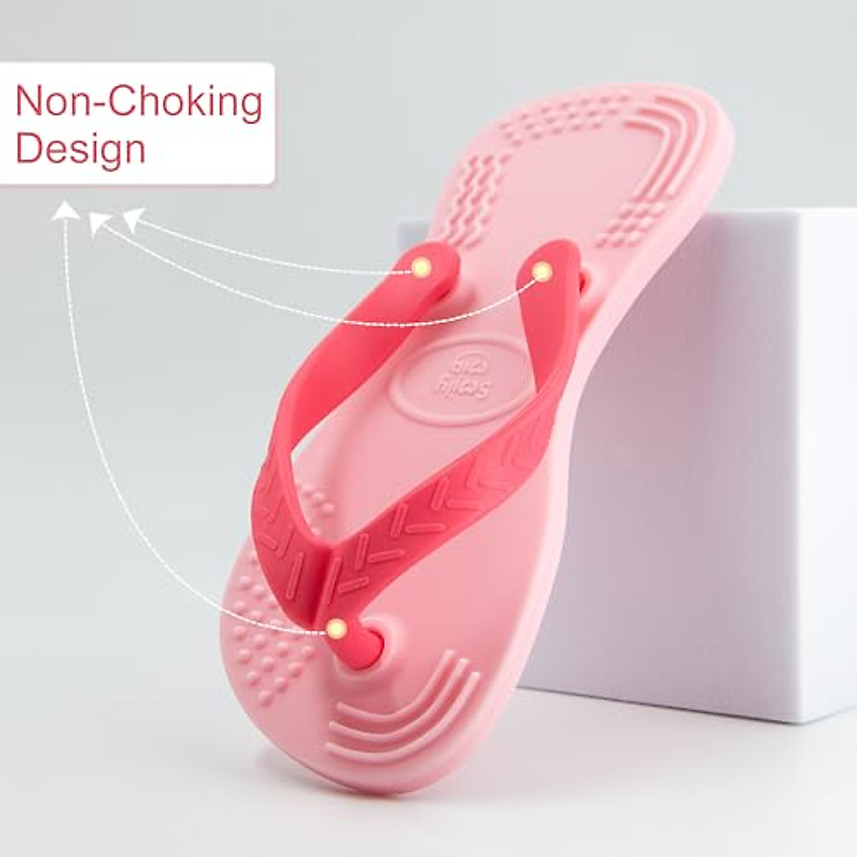 Smily Mia Flip-Flop Teething Toys, Silicone Teether for 3M+, Chewing Toys for Babies Teething Pain Relief, Silicone Baby Shoes, Right Foot Pink