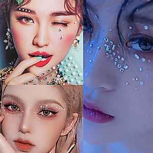 PLOMFOV Face Jewels for Glitter Makeup for Women Face Gems Stick On Rhinestones for Eyes Self-Adhesive Rhinestone Sticker Makeup Rhinestones for Makeup Face Gems Set A