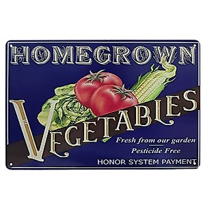 Homegrown Vegetable Fresh From Our Garden Metal Sign,Garden Supplies,Suitable for Backyard,Vegetable Garden Gate Decor(8x12 inches)