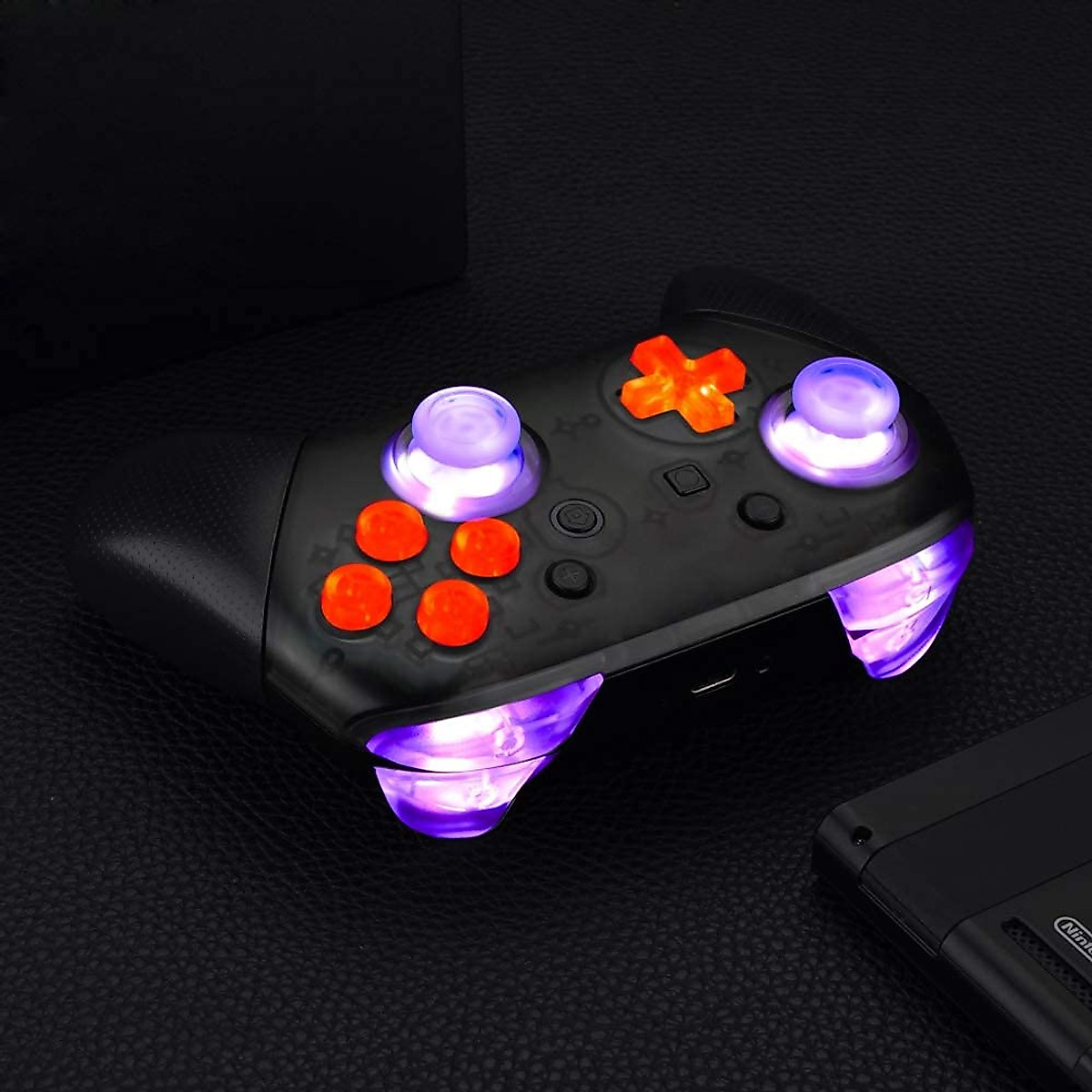 eXtremeRate Multi-Colors Luminated Thumbsticks D-pad ABXY ZR ZL L R Buttons DTFS LED Kit V2 for Nintendo Switch Pro Controller - 9 Colors Modes 6 Areas DIY Option - Controller NOT Included