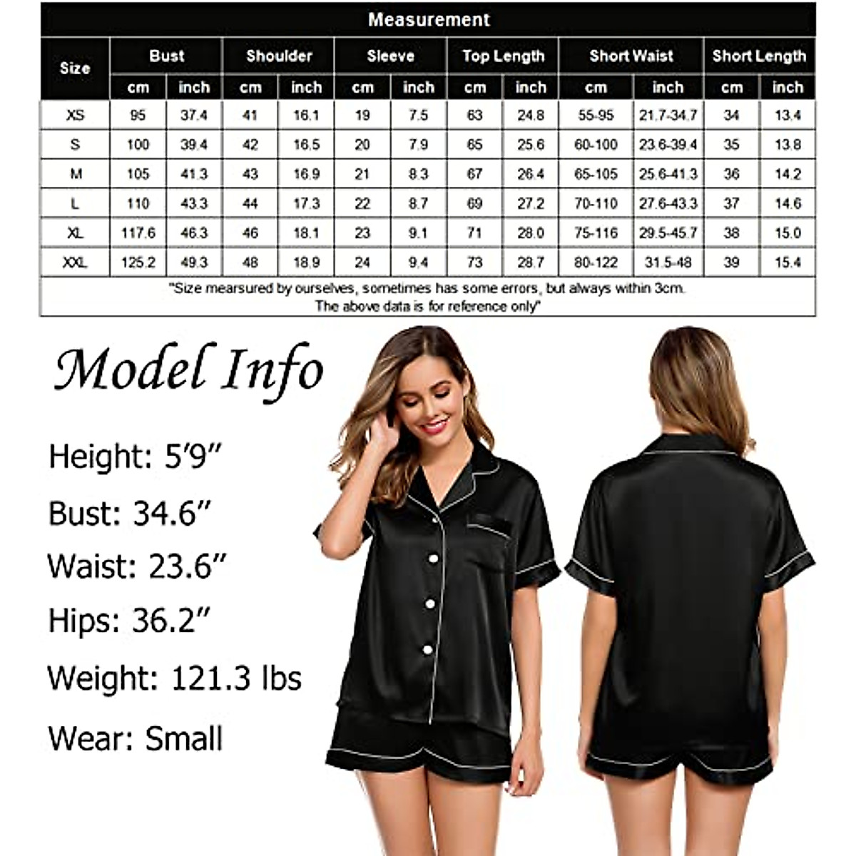 LecGee Womens Silk Satin Pajamas Short Sleeve Loungewear Two-Piece Sleepwear Button-Down Pj Set