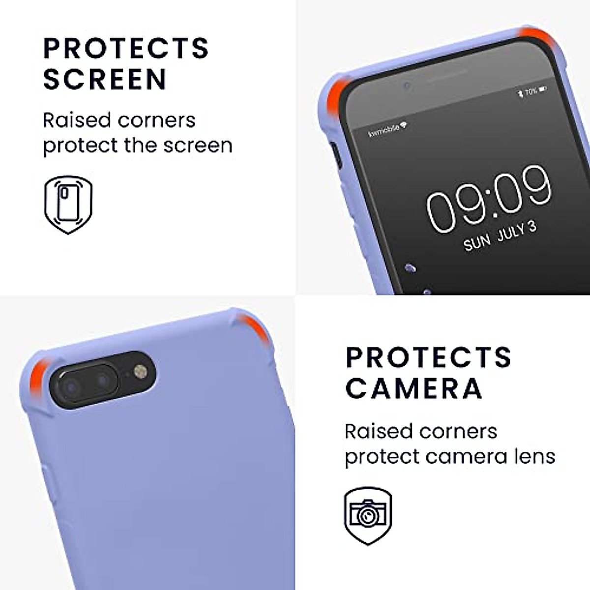 kwmobile Crossbody Case Compatible with Apple iPhone 7 Plus/iPhone 8 Plus Case - TPU Silicone Cover with Strap - Lavender