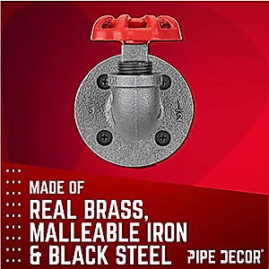 PIPE DECOR Coat Hook Red Industrial Water Spigot Valve Wall Mount with Real Iron Plumbing Fittings for Home, Office or Retail Space 2-Pack