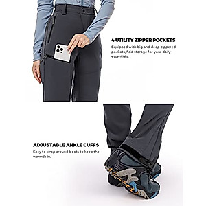 Wespornow Women's-Snow-Ski-Pants for Winter Outdoor Fleece-Lined-Water-Resistant-Hiking-Insulated-Pants with Zipper Pockets（Grey,Medium