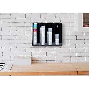 IneVibe Portion Cup and Lid Holder - 4 Compartment Acrylic Organizer for Condiment & Sauce Cups, Fits Cups 2 oz to 5.5 oz in Size, Use Dispenser on Counter or Wall Mount