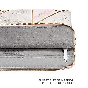 Comfyable Tablet Sleeve Compatible for iPad Pro 12.9 inch M2 2022 M1 2021 2020 & Smart/Magic Keyboard with Pencil Holder - PU Leather Bag Waterproof Slim Protective Cover Case - Geometric Marble