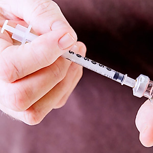 20 Pack 1ml 1cc Plastic Measuring Cylinder with 30Ga 0.5 Inches, Individually Sealed Packaged