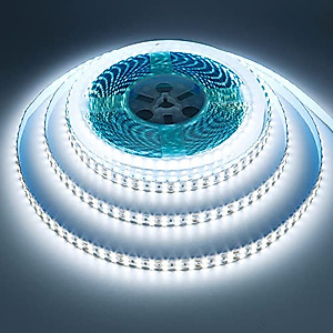 KXZM 24V LED Strip Light Cool White 6000K Double Row 32.8ft/10M 2400LEDs 2835 SMD 160W High Brightness 11000LM No-Waterproof IP20 Flexible Ribbon for Kitchen Hallways Decoration Lighting