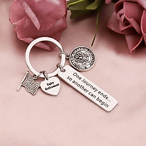 HOLLP Retirement Gifts Army Retired Keychain with Patriotic American Flag Military Retirement Gifts for Army Veteran (Keychain)