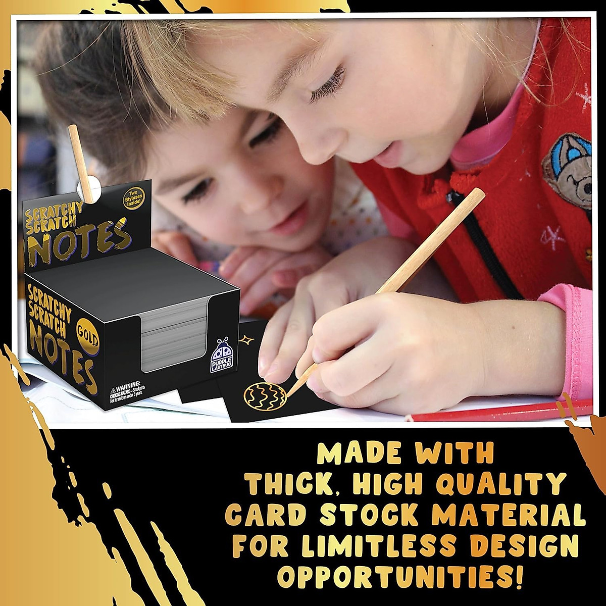 PURPLE LADYBUG Rainbow Scratch Art for Kids Mini Notes - Great Easter Crafts for Kids & Tweens, Easter Basket Stuffers for Teens, Small Gifts for Kids - Fun Arts and Crafts with 150 Scratch Papers