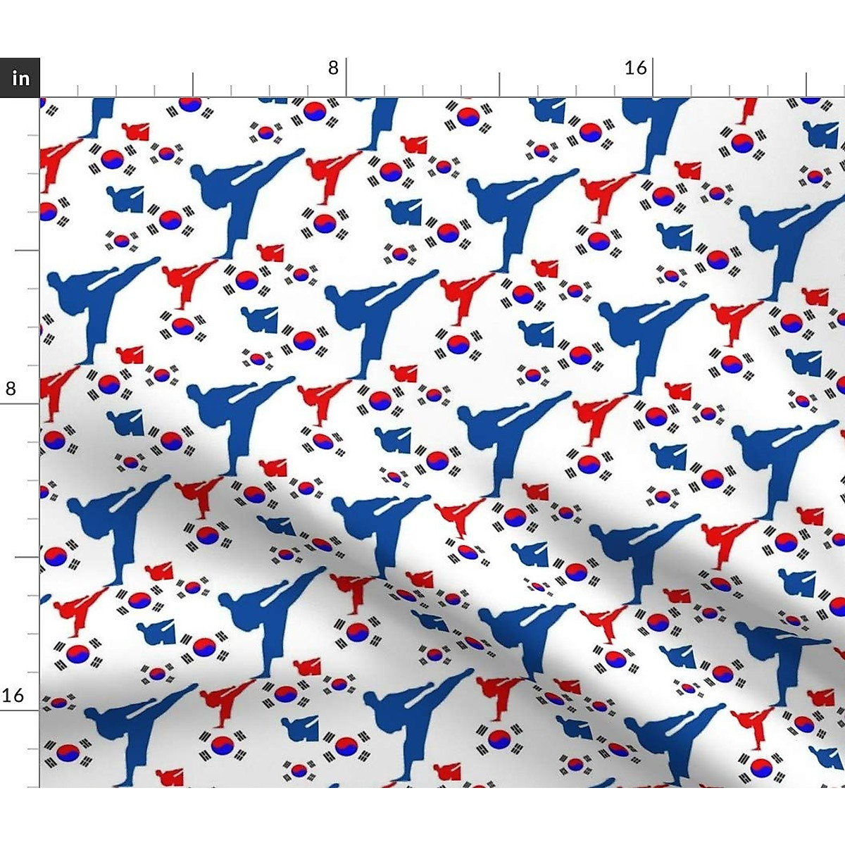 Spoonflower Fabric - Martial Arts Karate Red White Blue Printed on Petal Signature Cotton Fabric by The Yard - Sewing Quilting Apparel Crafts Decor