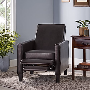Great Deal Furniture Lucas Brown Leather Modern Sleek Recliner Club Chair