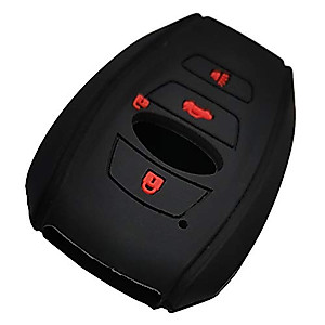 2Pcs Key Fob Cover Case Protector Fit for 2018 2017 Subaru Outback Legacy Forester Sti XV Crosstrek Impreza BRZ WRX Keyless Entry Remote Fob Skin Jacket Holder (1 Black with Red + 1 Black with White)