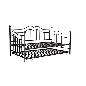 DHP Tokyo Daybed and Trundle with Metal Frame, Twin Over Twin Size, Brushed Bronze