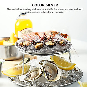 BESTonZON Metal Pizza Tray Holder Pizza Box Riser Stainless Steel Seafood Serving Display Stand Tabletop Baking Pan Platter Stands for Home Restaurant Accessory 15-27cm