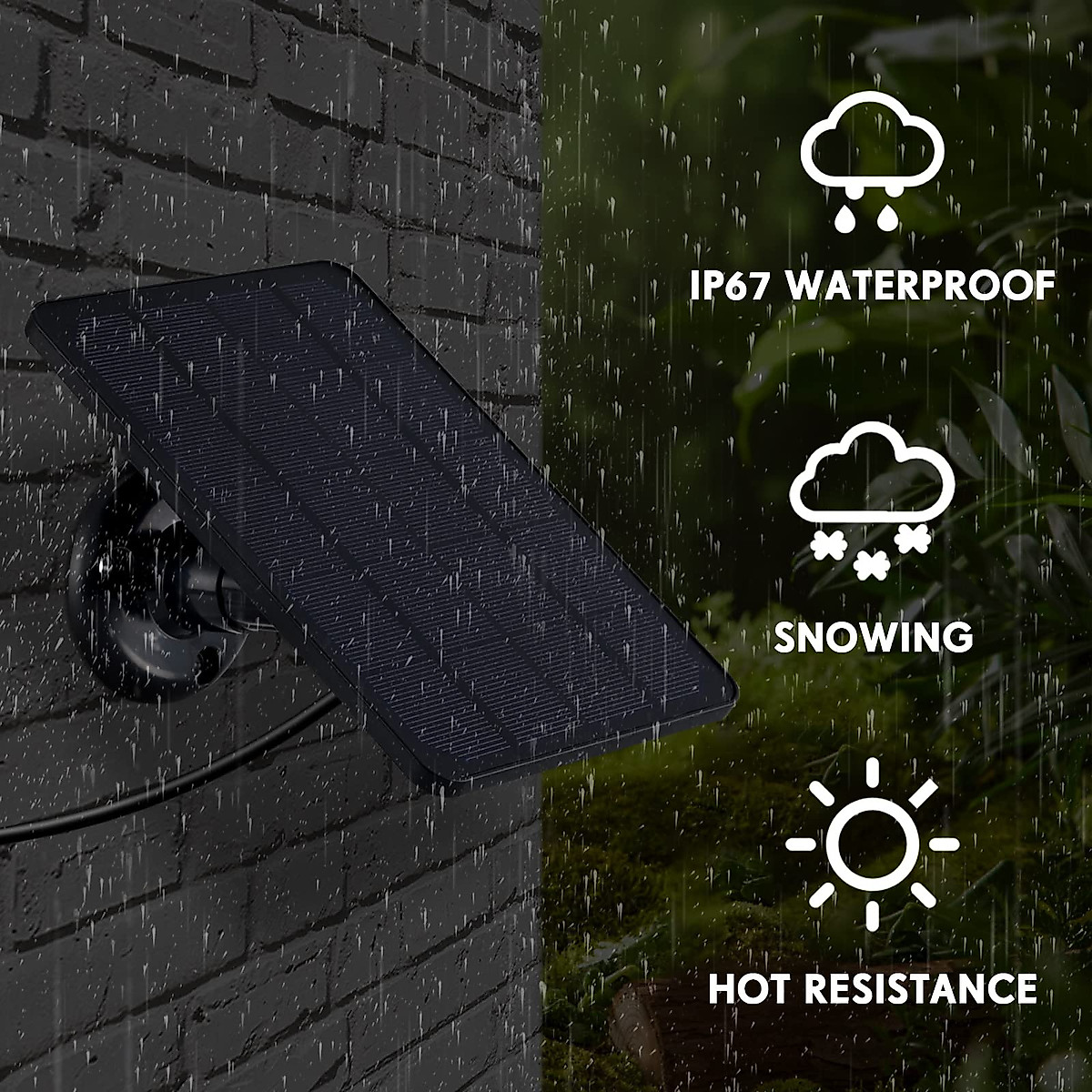 Fabbay Solar Panels for Security Camera Charging Solar Panel for Wireless Camera 360° Adjustable Mounting Solar Panels IP67 Waterproof Compatible with DC 5V 4W Camera USB or USB-C Port (Black, 8 Pack)