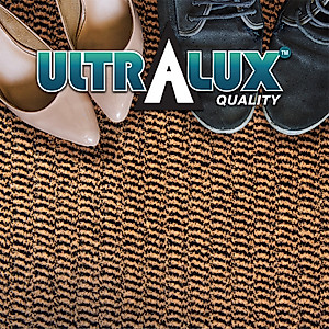 ULTRALUX Indoor Door Mat 31" x 47" Non-Slip Vinyl Backed Entry Rug Doormat, Brown Absorbent Dirt Trapper Entrance Mat, Front Door Welcome Mat, Inside Entry Rug