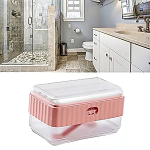 MOUMOUTEN Soap Holder, Travel Soap Case Box, Decorative Soap Case Storage Drainage Tray Dish for Bathroom(Pink)