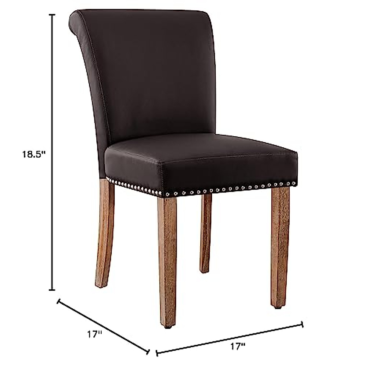 subrtex Dining Set Parsons Chairs, Large Set of 2, Leather/Brown