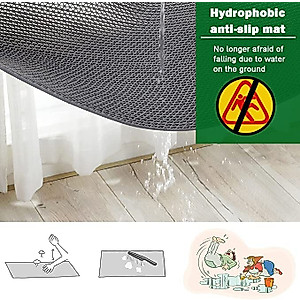 MYOYAY Commercial Drainage Mat 3x10 Ft 0.22'' Thick Drainage Non-Slip Mat PVC Drainage Rug Floor Mat Mesh Holes Pool Drain Floor Mat Roll for Restaurant Kitchen Bars Patio Bathroom Wet Area(Gray)