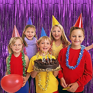 TOPPOT 2 Pack 3.3x8.2 ft Purple Foil Fringe Curtains Backdrop, Tinsel Curtain Backdrop, Streamer Backdrop for Birthday Party, Graduation and Most Common Holiday Party Decorations