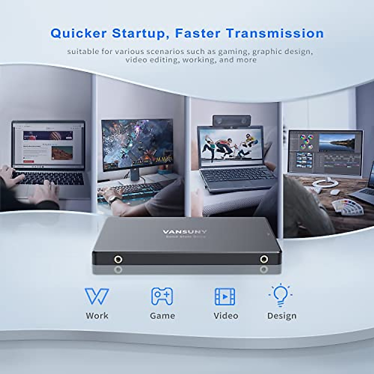 Vansuny 480GB SATA III SSD Internal Solid State Drive 2.5” Internal Drive Advanced 3D NAND Flash Up to 500MB/s SSD Hard Drive for PC Laptop