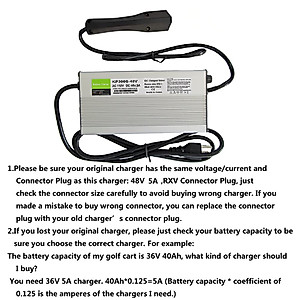 aunstarwei 48V 5A RXV Golf Cart Battery Charger for Ez-Go EZgo TXT with RXV Plug 3 Prong