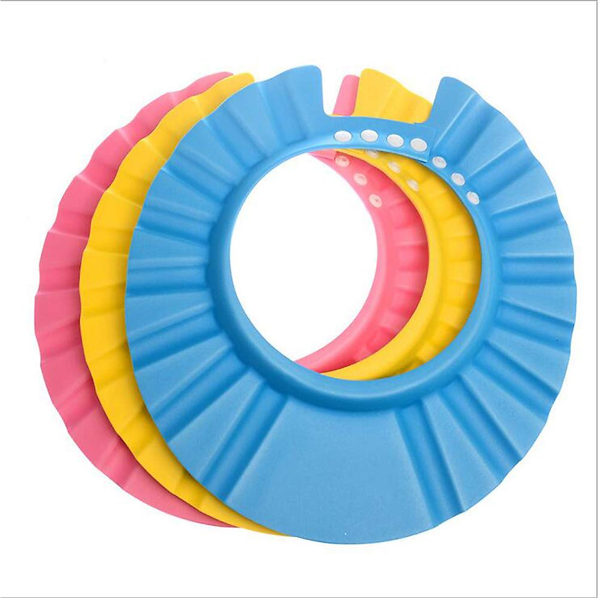 3pcs Soft Adjustable Shampoo Shower Cap Kids Bathing Protection Plastic Bath Hat Visor Cap for Toddler Baby Kids Children (Color Random, 27.5CM/10.8IN)