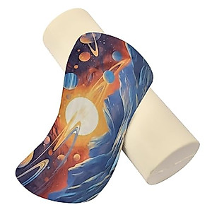 xigua Cartoon Space Neck Roll Pillow for Neck Relief with Removable Washable Cover - Memory Foam Round Cylinder Bolster, Ergonomically Designed for Head, Neck, Back, and Legs
