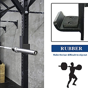 Power Rack Attachment Steel J Hooks for Power Racks fit 3x3 inches Square Tube with 1 inch Hole Power Cages Capacity of 800lb (Pair)