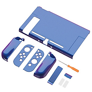 PlayVital Upgraded Glossy Dockable Case Grip Cover for Nintendo Switch, Ergonomic Protective Case for Nintendo Switch, Separable Protector Hard Shell for Joycon - Chameleon Purple Blue