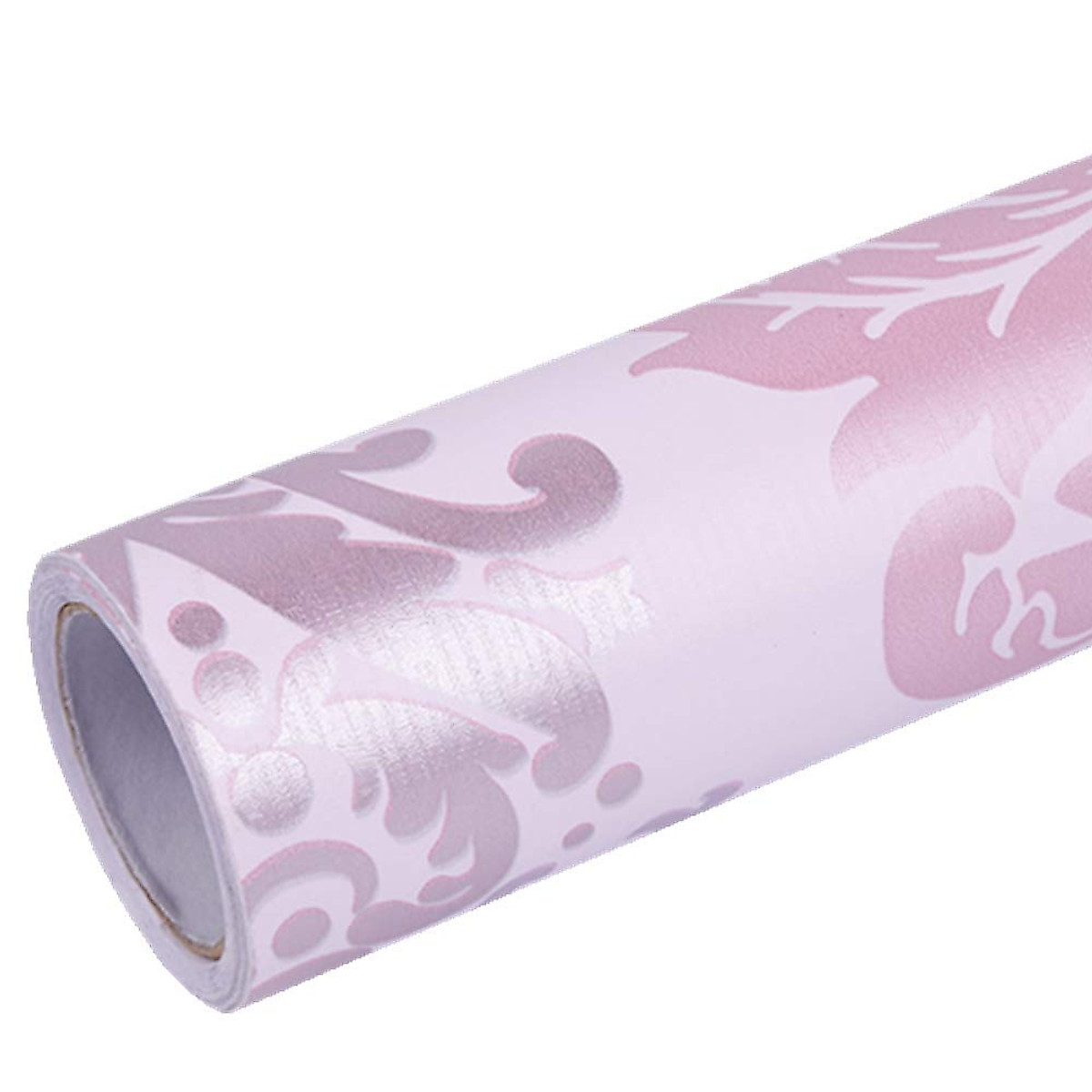 Teemall 17.7x118 Inch Self Adhesive Purple Damask Removable Shelf Liner Cabinet Sticker