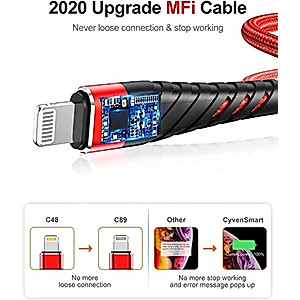 (2 Pack) Long iPhone Charger 10ft for [MFi Certified],CyvenSmart 10 Foot Lightning Cable Fast Charging Cord 10 Feet for iPhone 12/12 Pro/11/11 Pro/11 Pro Max/XS/XS Max/XR/X/8/8 Plus/7/7 Plus/6 Plus