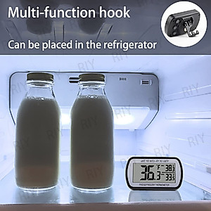 2 Pack Refrigerator Fridge Thermometer Digital Freezer Room Thermometer Waterproof Large LCD Display Max/Min Record Function-Black