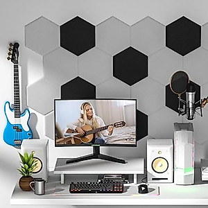 12 pack Sound Proof Foam Panels, 12"X 12"X 0.4",Acoustic Panels Self-Adhesive,Soundproof Wall Panels High Density,Acoustic Panels Sound Absorbing for Wall Decoration and Acoustic Treatment-white-12p