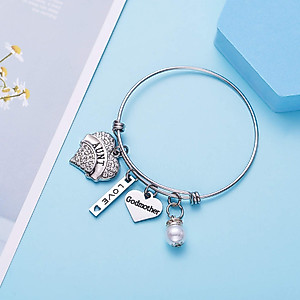 LParkin Godmother Gift Bangle Bracelets Godmothers Proposal Gifts From Godchild God-mother Present From Goddaughter Godson Baptism Meaningful Bracelet For Women