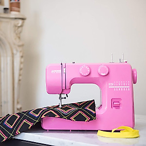 Janome Pink Sorbet Easy-to-Use Sewing Machine with Interior Metal Frame, Bobbin Diagram, Tutorial Videos, Made with Beginners in Mind!